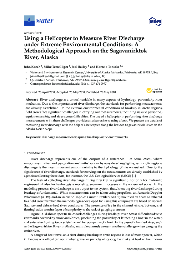 (PDF) Using a Helicopter to Measure River Discharge under Extreme ...