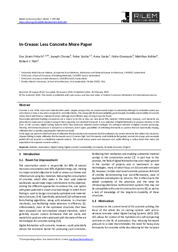 (PDF) In-Crease: Less Concrete More Paper