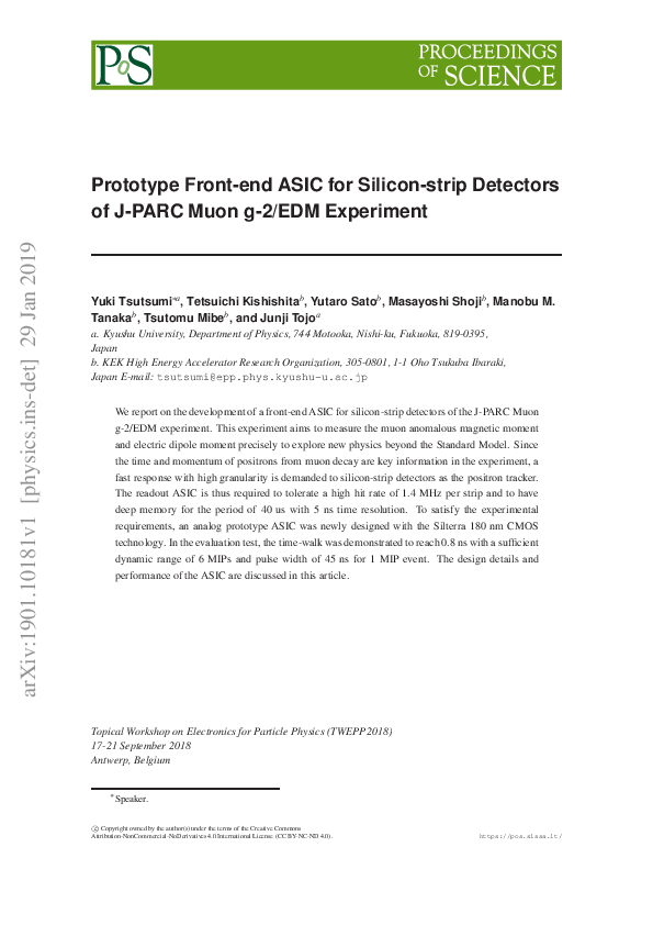 (PDF) Front-end ASIC for J-PARC Muon Experiment