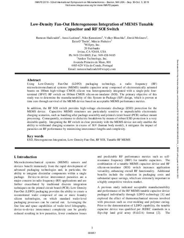 (PDF) Low-Density Fan-Out Heterogeneous Integration of MEMS Tunable ...