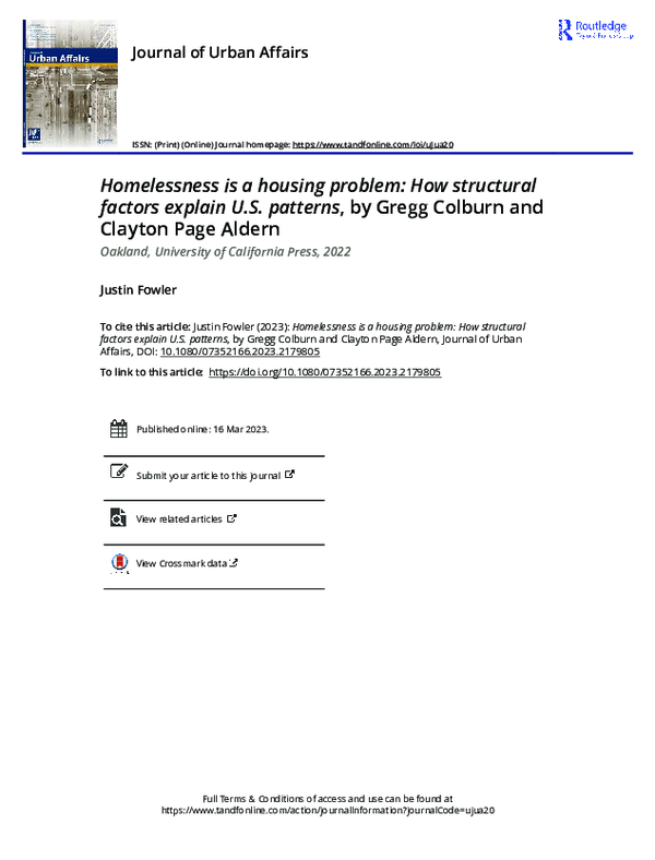 (PDF) Homelessness is a housing problem: How structural factors explain ...