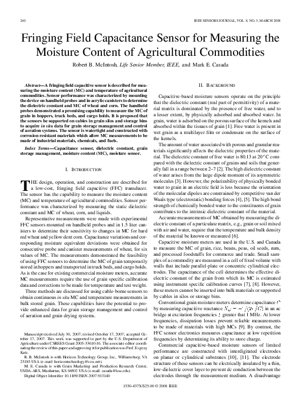 (PDF) Fringing Field Capacitance Sensor for Measuring the Moisture ...