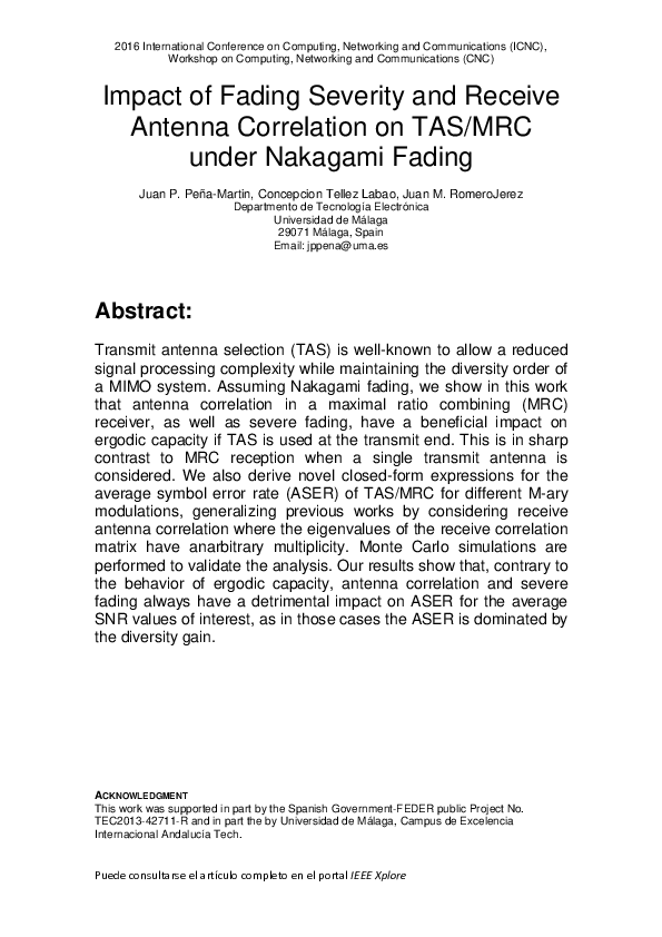 (PDF) Impact of fading severity and receive antenna correlation on TAS/MRC under Nakagami fading