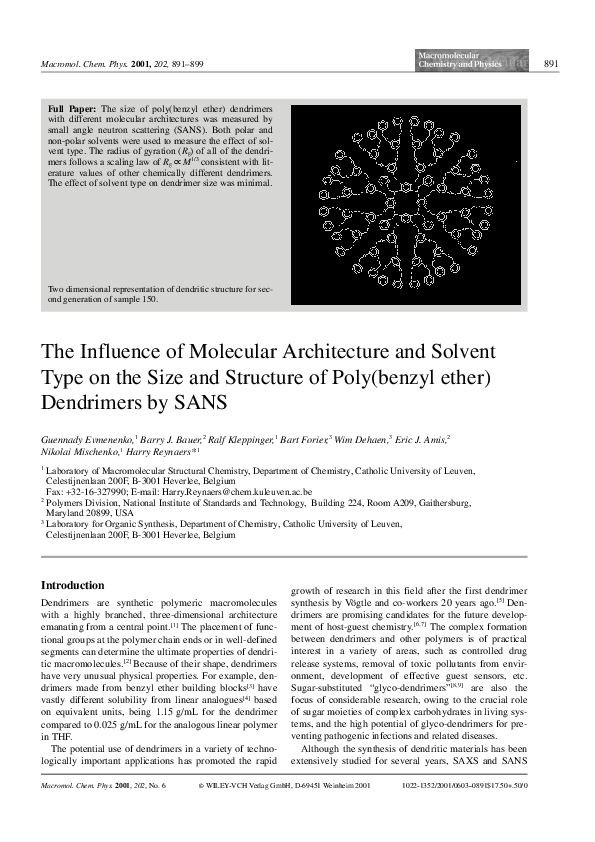 Pdf The Influence Of Molecular Architecture And Solvent Type On The Size And Structure Of Poly