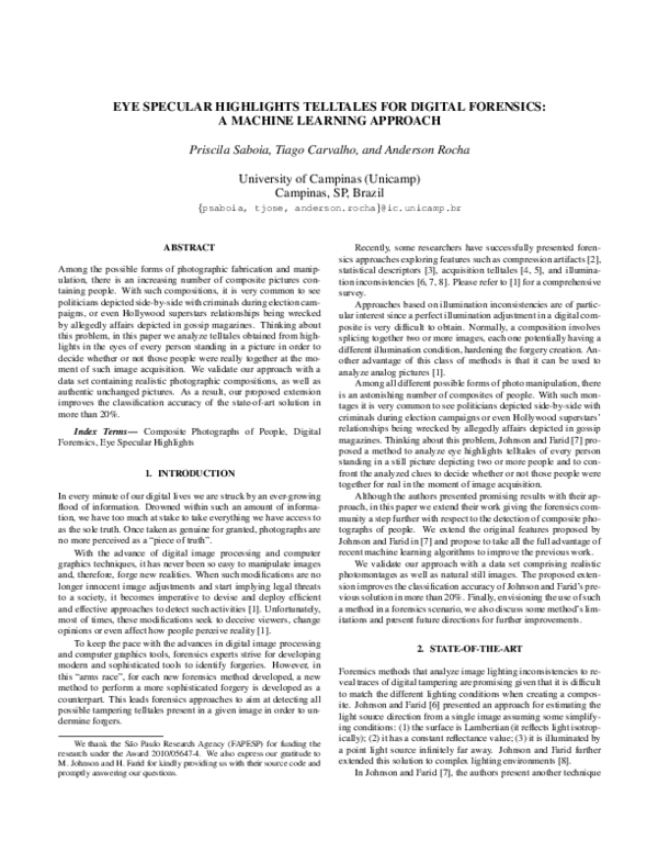 (PDF) Eye specular highlights telltales for digital forensics: A machine learning approach ...