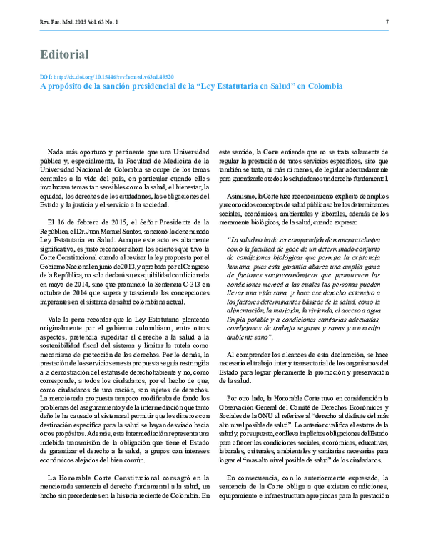 Pdf A Propósito De La Sanción Presidencial De La “ley Estatutaria En 4380