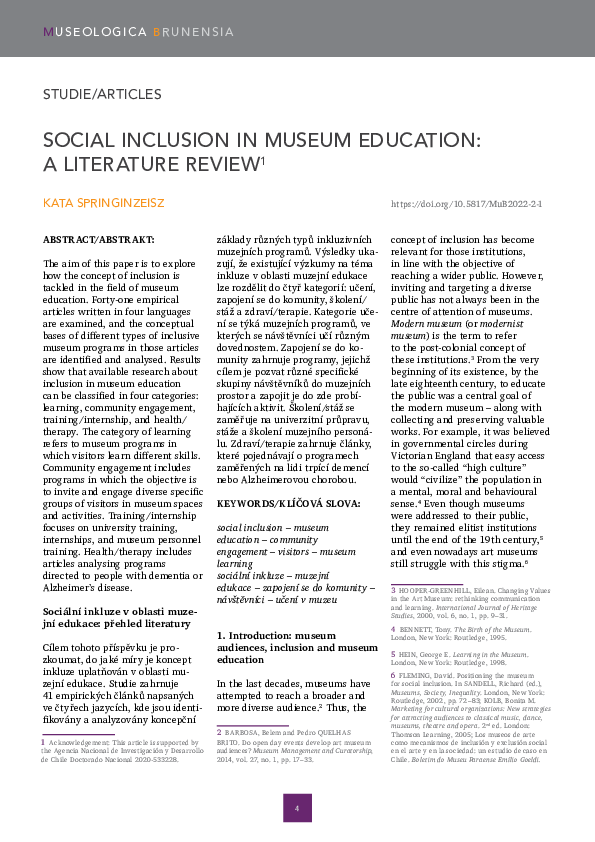 (PDF) Inclusion Strategies in Museum Education