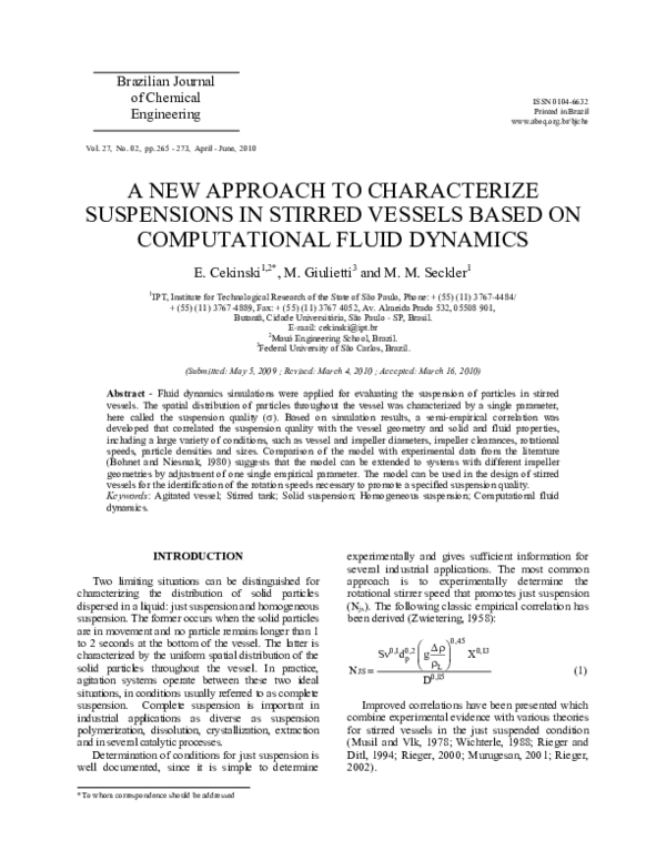 (PDF) A new aproach to characterize suspensions in stirred vessels ...