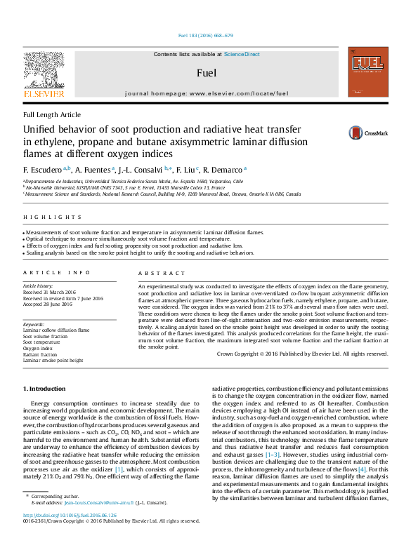 (PDF) Unified behavior of soot production and radiative heat transfer ...