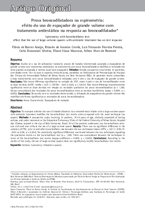 (PDF) Spirometry with bronchodilator test: effect that the use of large ...