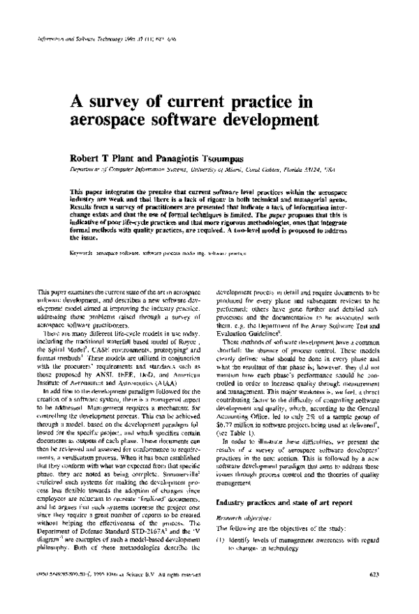 (PDF) A survey of current practice in aerospace software development