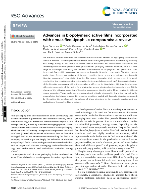 (PDF) Advances in biopolymeric active films incorporated with ...