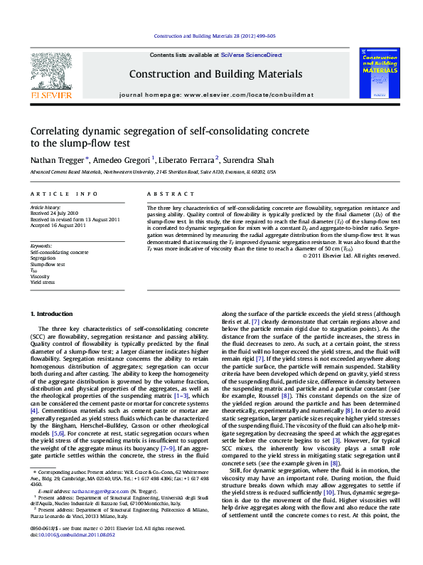 (PDF) Correlating dynamic segregation of self-consolidating concrete to ...