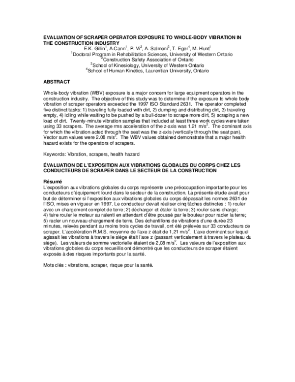 (PDF) Evaluation of scraper operator exposure to whole-body vibration ...