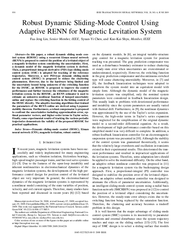 (PDF) Robust Dynamic Sliding-Mode Control Using Adaptive RENN for Magnetic Levitation System