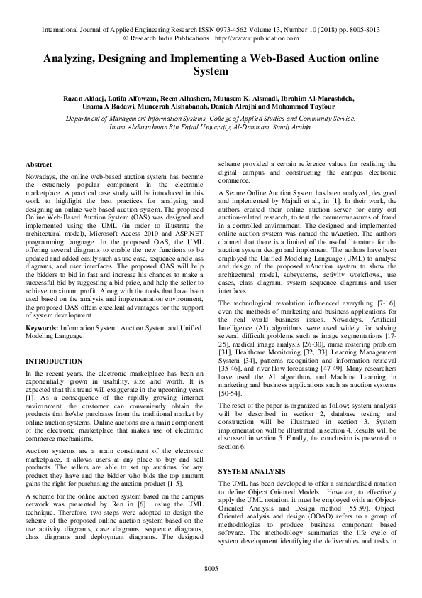 (PDF) Analyzing , Designing and Implementing a Web-Based Auction online System