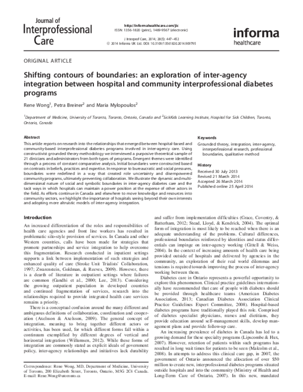 (PDF) Shifting contours of boundaries: an exploration of inter-agency ...