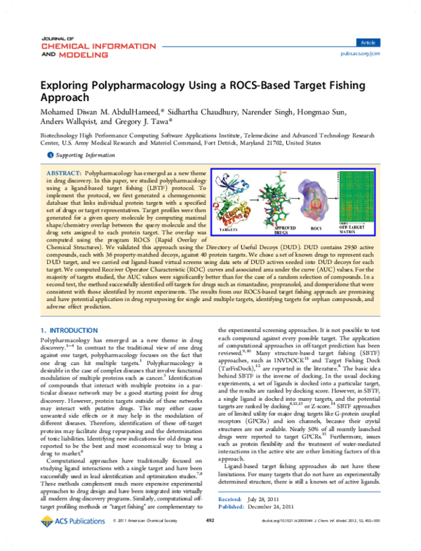 (PDF) Exploring Polypharmacology Using a ROCS-Based Target Fishing Approach