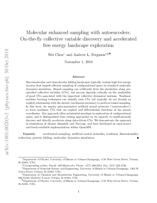 (PDF) Molecular enhanced sampling with autoencoders: On-the-fly collective variable discovery ...