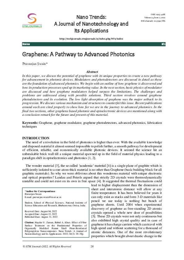 (PDF) Graphene: A Pathway to Advanced Photonics