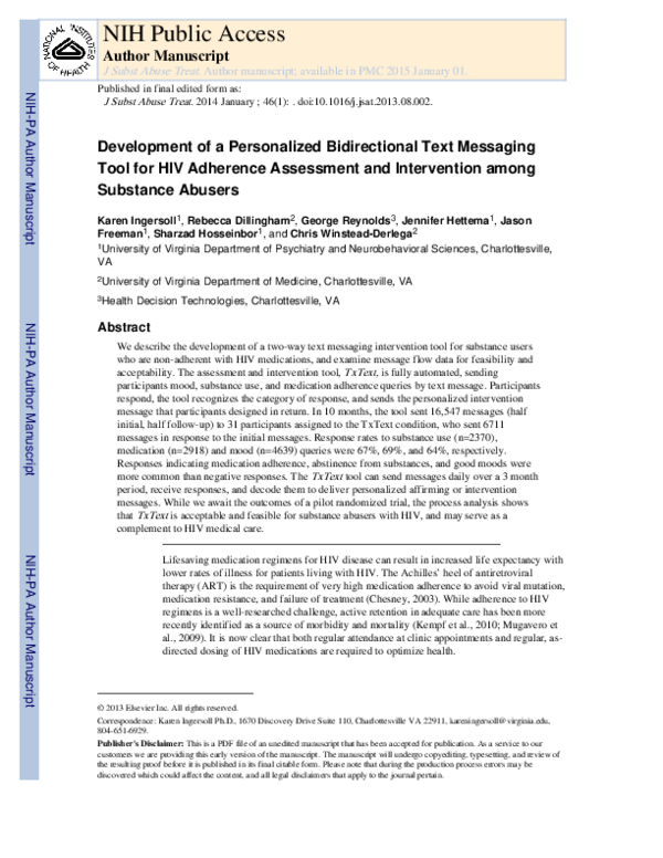 (PDF) Development of a personalized bidirectional text messaging tool ...