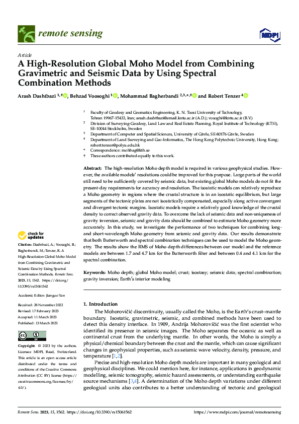 (PDF) High-Resolution Global Moho Model Using Gravity and Seismic Data