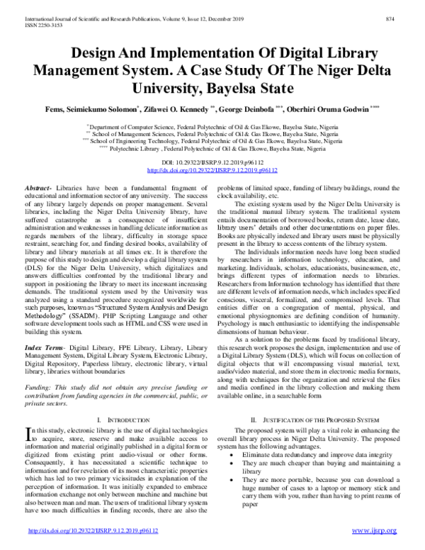 (PDF) Design And Implementation Of Digital Library Management System. A ...