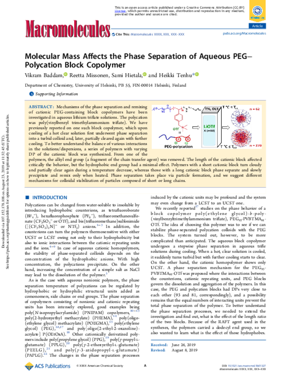 (PDF) Molecular Mass Affects the Phase Separation of Aqueous PEG ...