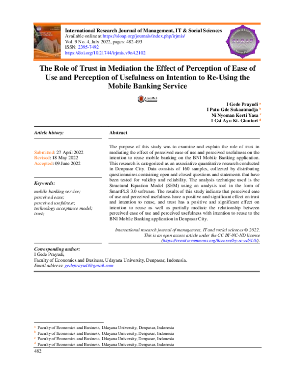 (PDF) The role of trust in mediation the effect of perception of ease ...