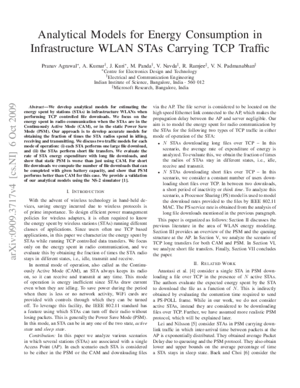 (PDF) Analytical models for energy consumption in infrastructure WLAN ...