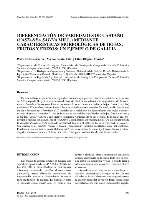 (PDF) Diferenciación de variedades de castaño (Castanea sativa Mill ...
