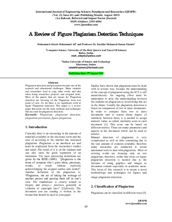 (PDF) A Review of Figure Plagiarism Detection Techniques