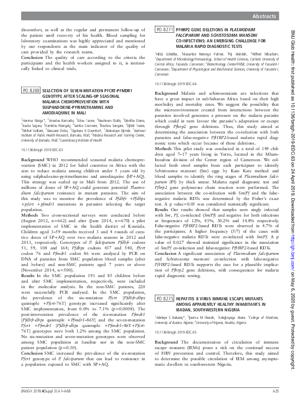 (PDF) Monitoring PFCRT-PFMDR1 Mutations in Mali