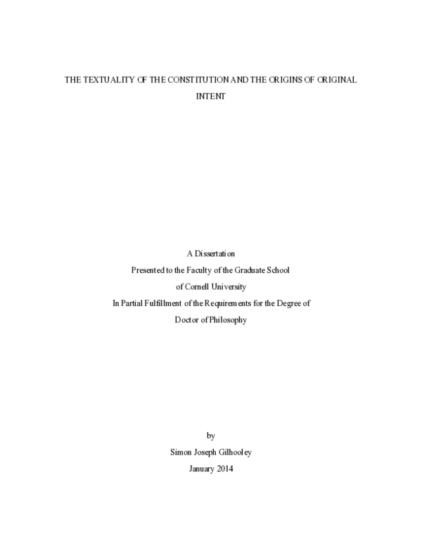 (PDF) The Textuality Of The Constitution And The Origins Of Original Intent