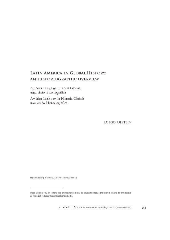 (PDF) Latin America in Global History: An Historiographic Overview