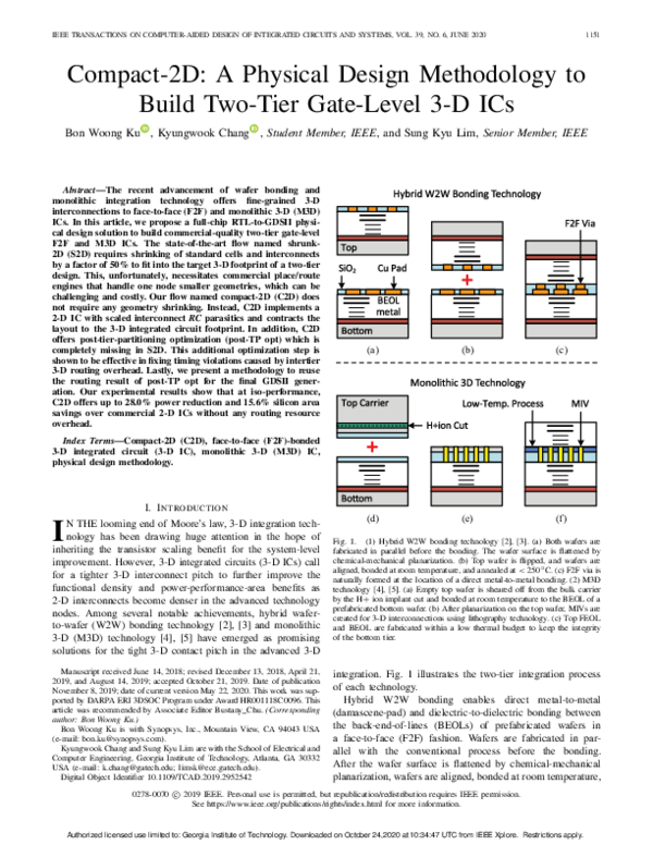 (PDF) Compact-2D: A Physical Design Methodology to Build Two-Tier Gate ...