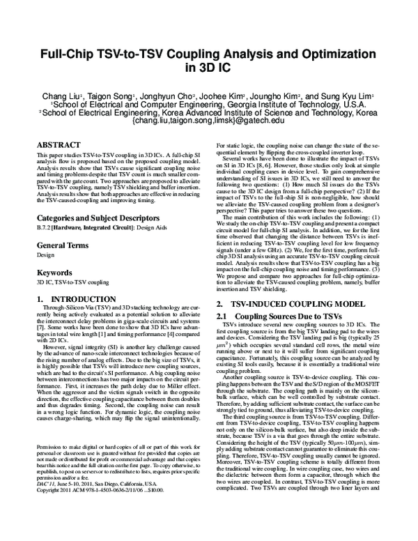 (PDF) Full-chip TSV-to-TSV coupling analysis and optimization in 3D IC