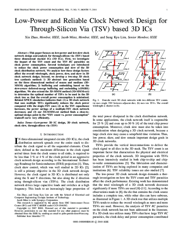 (PDF) Low-Power and Reliable Clock Network Design for Through-Silicon Via (TSV) Based 3D ICs ...