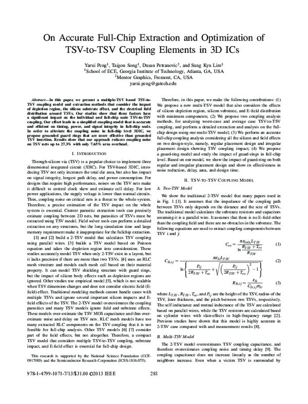 (PDF) On accurate full-chip extraction and optimization of TSV-to-TSV coupling elements in 3D ...