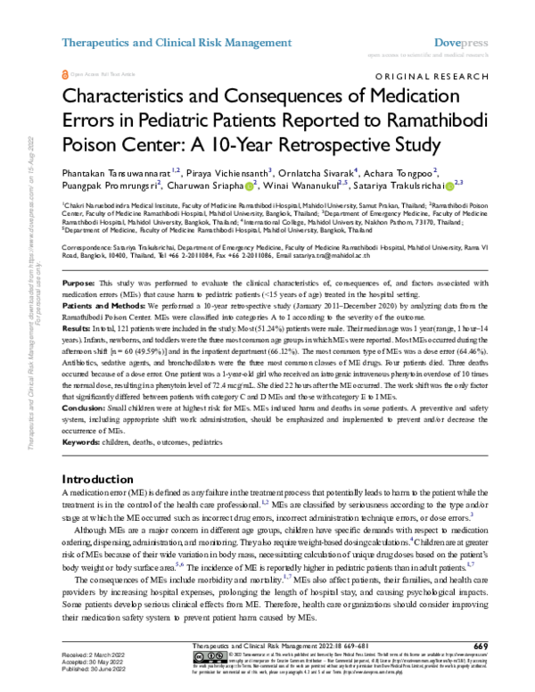 (PDF) Characteristics and Consequences of Medication Errors in ...
