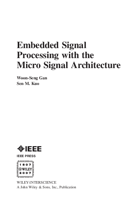 (PDF) Embedded Signal Processing with the Micro Signal Architecture