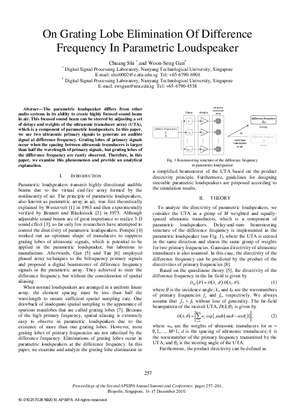 (PDF) Grating lobe elimination in steerable parametric loudspeaker