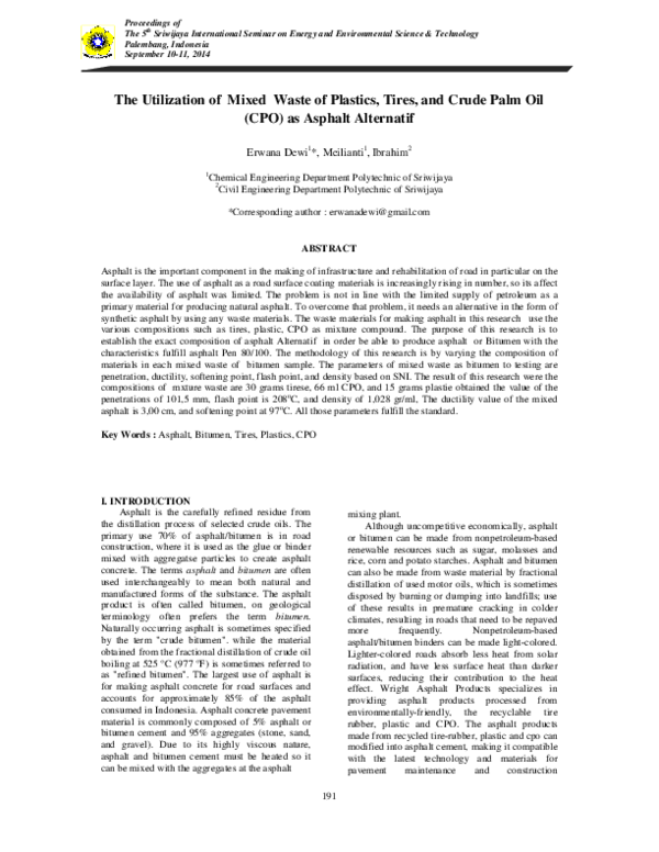 (PDF) The Utilization of Mixed Waste of Plastics, Tires, and Crude Palm ...