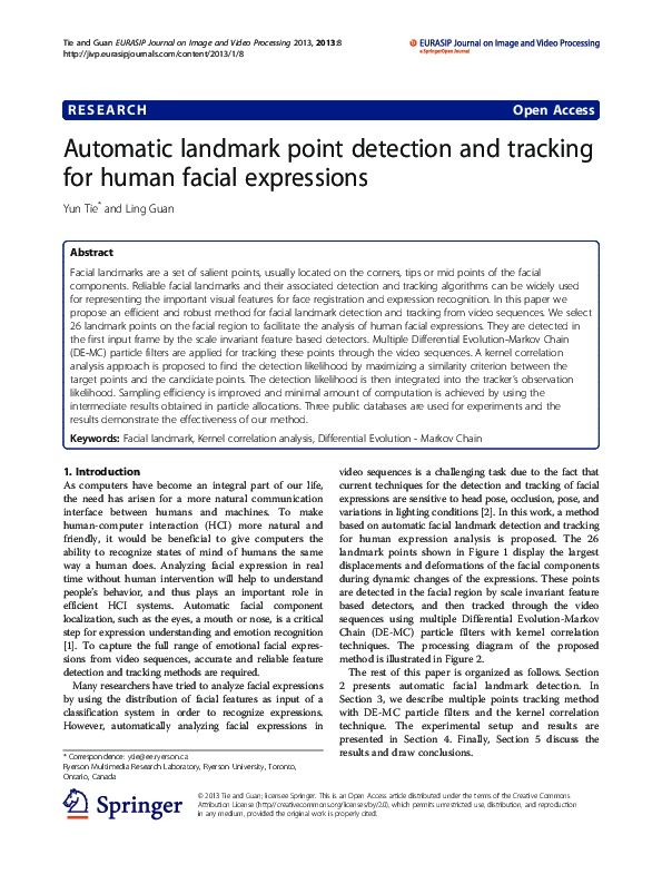 (PDF) Automatic landmark point detection and tracking for human facial expressions