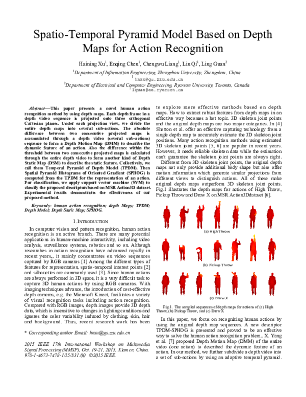 Pdf Spatio Temporal Pyramid Model Based On Depth Maps For Action Recognition Ling Guan