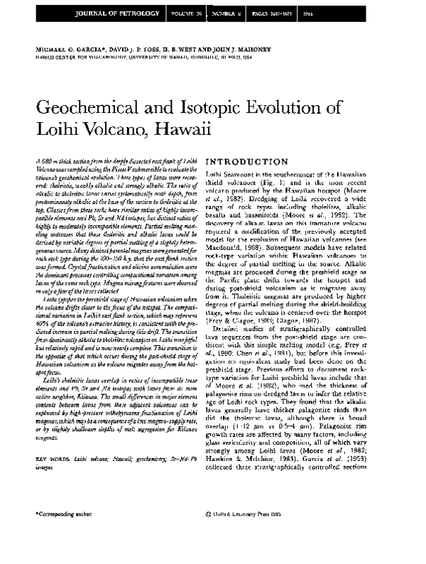 (PDF) Geochemical and Isotopic Evolution of Loihi Volcano, Hawaii