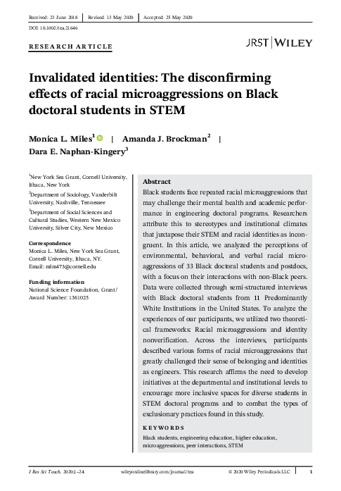 (PDF) Invalidated identities: The disconfirming effects of racial ...