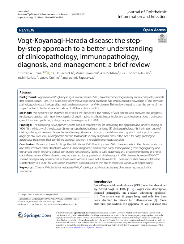 (PDF) Vogt-Koyanagi-Harada disease: the step-by-step approach to a better understanding of ...