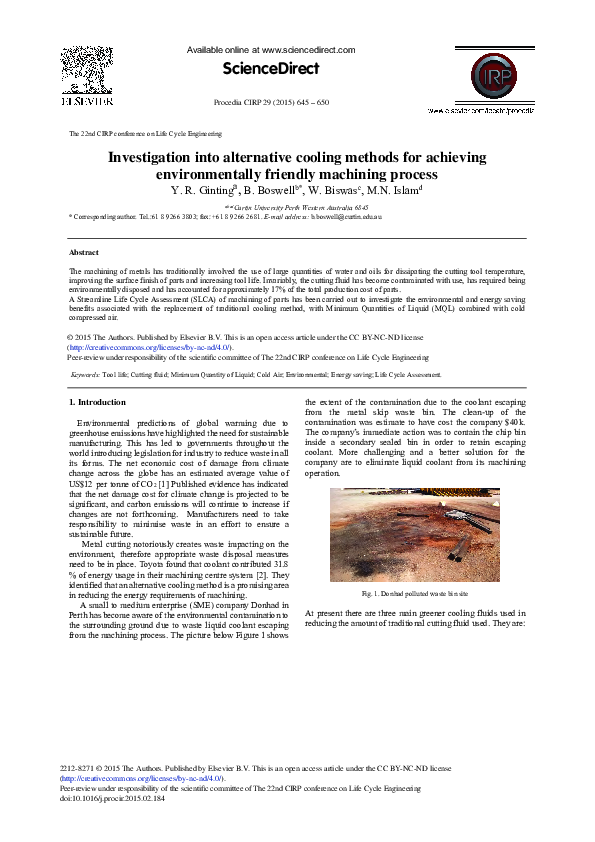 (PDF) Investigation into Alternative Cooling Methods for Achieving Environmentally Friendly ...