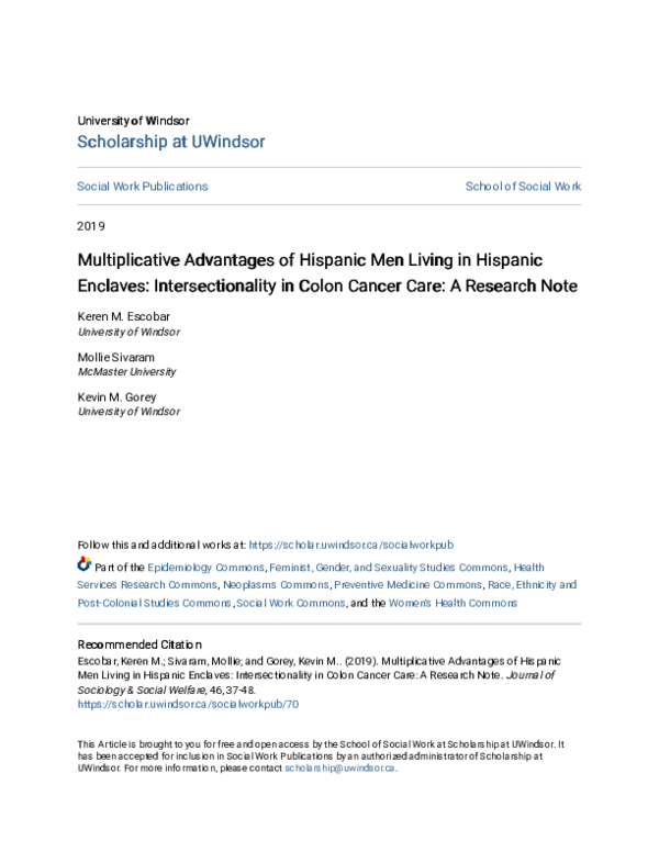 (PDF) Multiplicative Advantages of Hispanic Men Living in Hispanic ...